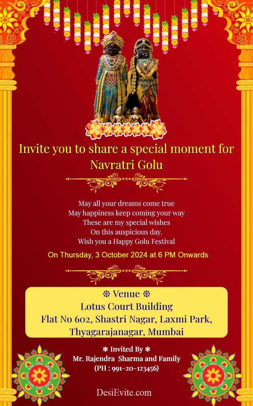 Navratri golu invitation card with photo 
