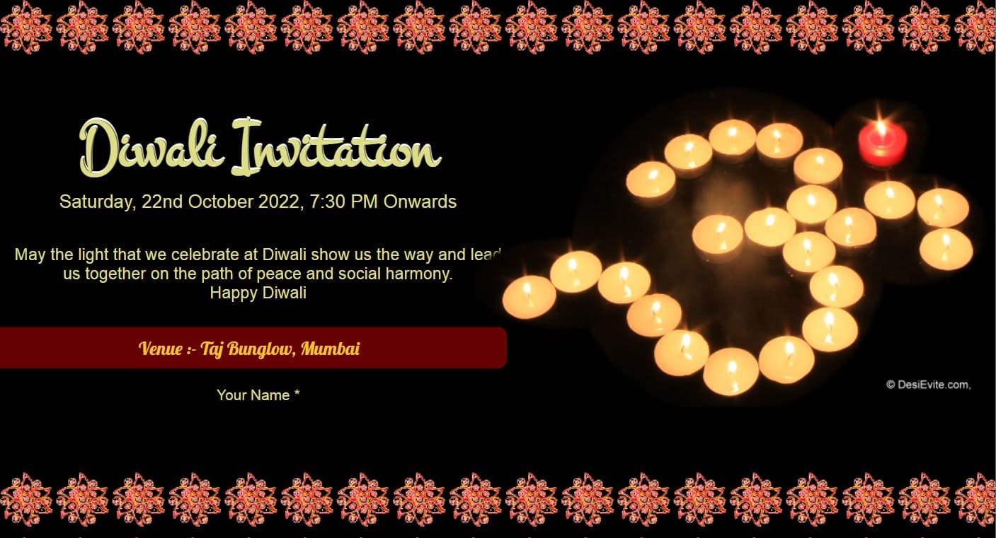Diwali Invite Template Free