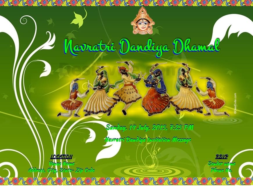 Navratri dandiya festival Invitation