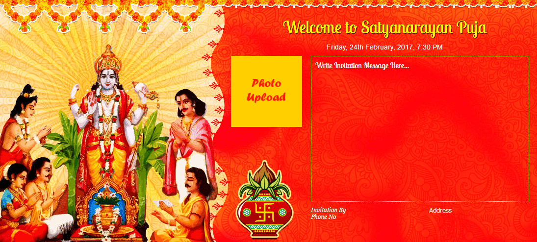 Invitation For Satyanarayan Puja
