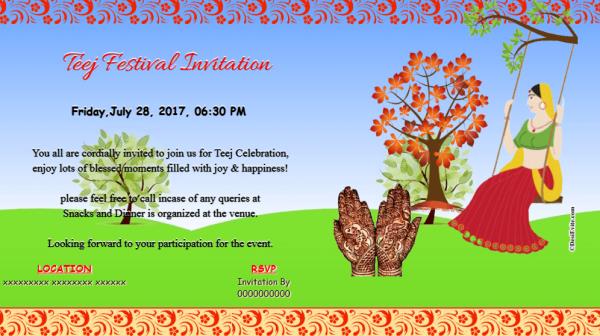 free Teej Festival Invitation Card & Online Invitations